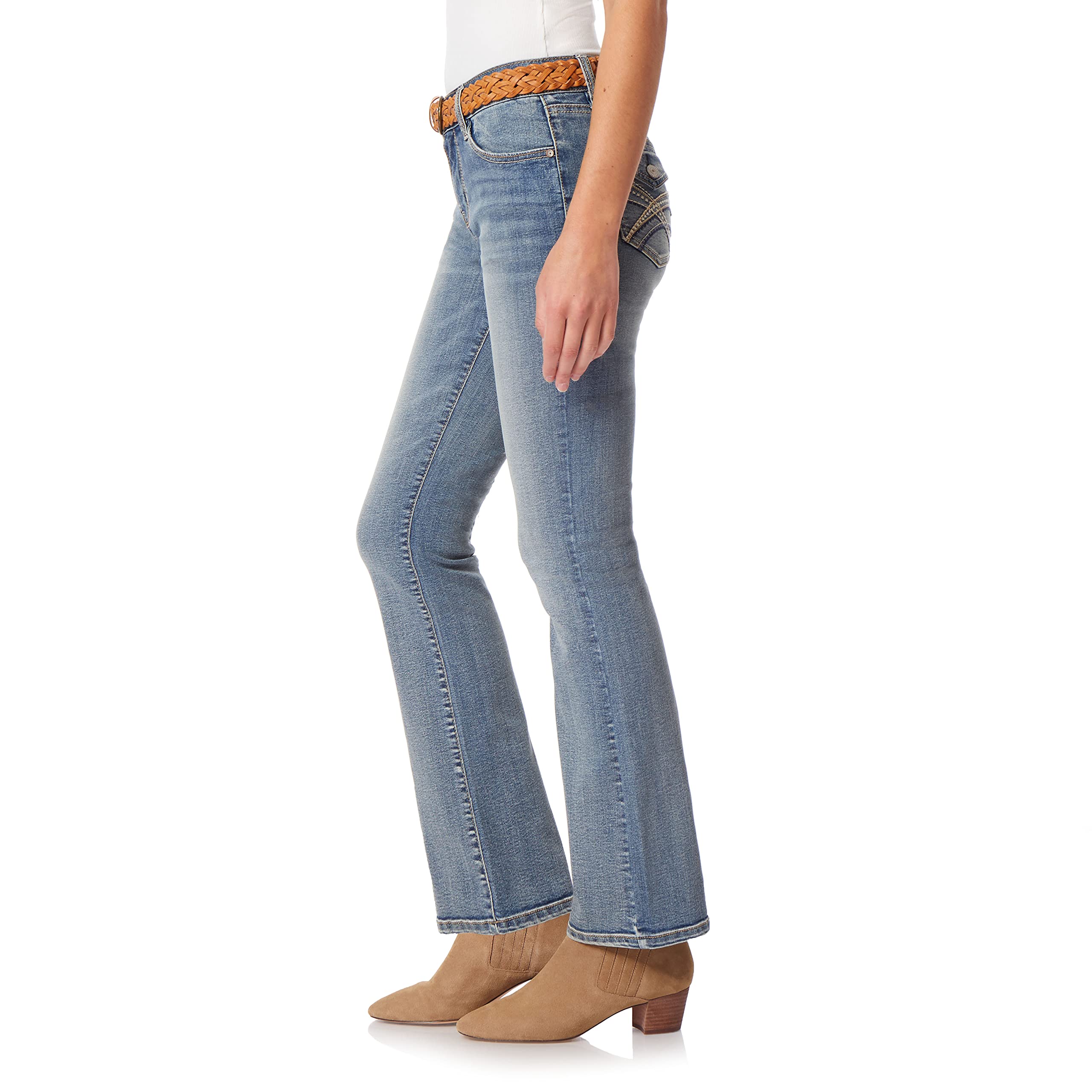 WallFlower Women's Legendary Slim Bootcut Mid-Rise Belted Insta Stretch Juniors Jeans (Standard and Plus), Tiffany, 11