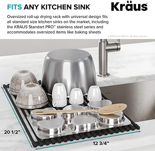 Kraus KRM-10NB Kore Multipurpose Over-Sink Roll-Up Dish Drying Rack, 21 Inch-Regular, (Cyan Blue), 20.5 L x 12.3 W