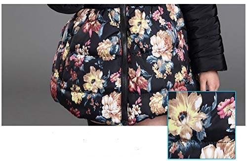 SS&CC Girls' Long Flower Printing Bowknot Winter Hooded Down Jacket 10-12 Years