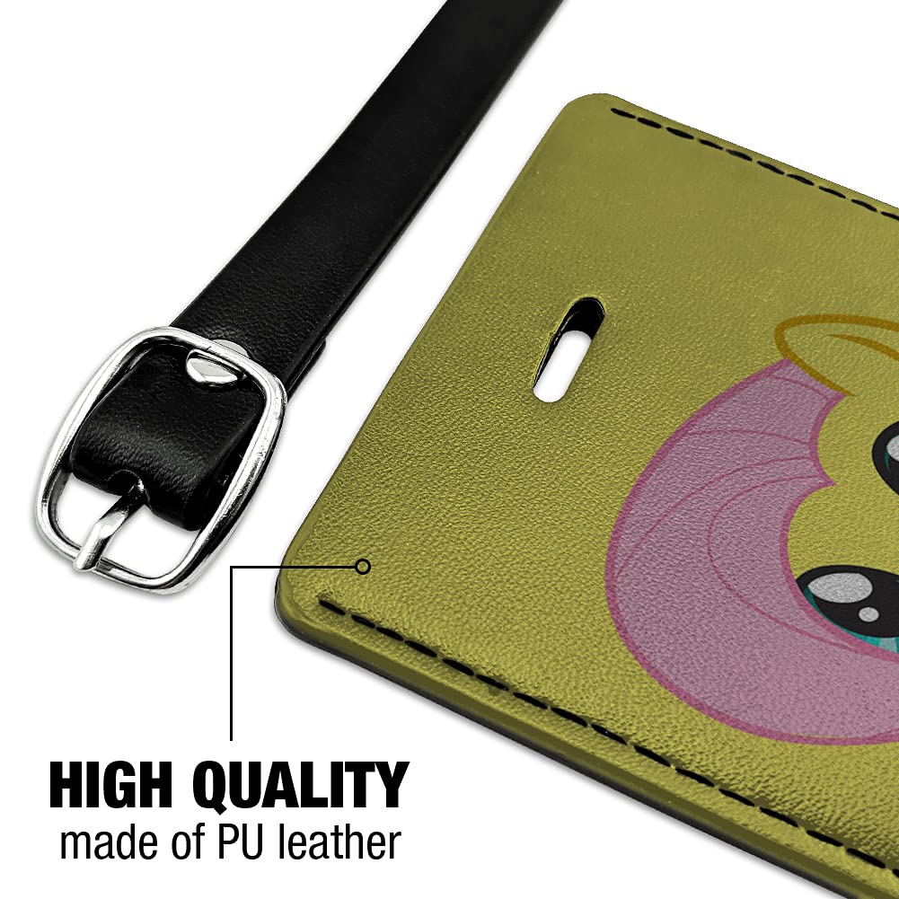 My Little Pony Fluttershy Face Rectangle Leather Luggage Card Carry-On ID Tag