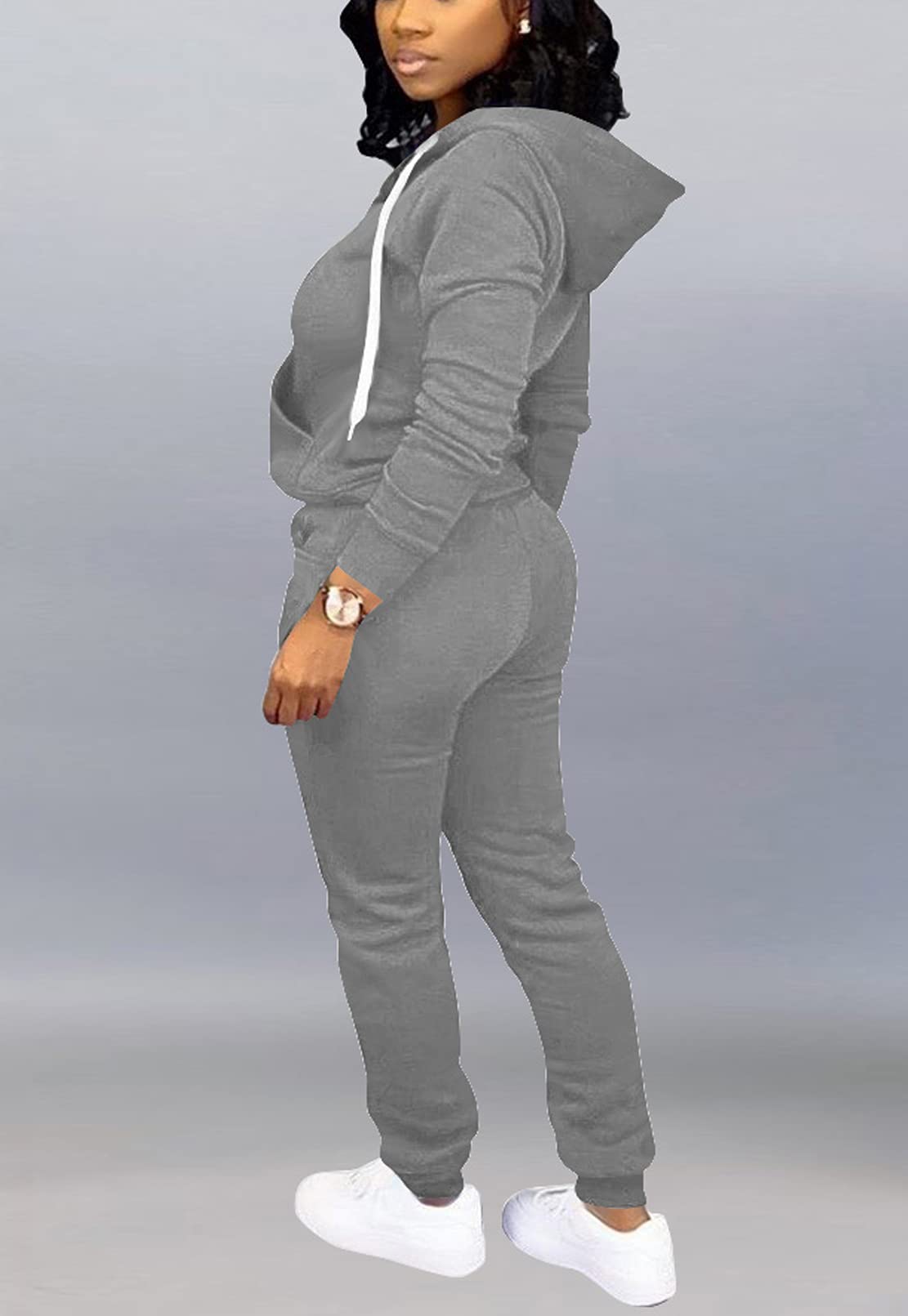 Mrskoala Two Piece Outfits for Women Tracksuit Sweat Suits Workout Jogging Sets Loungewear with Pocket Gray XL