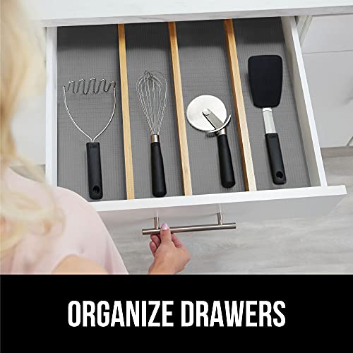 Gorilla Grip Wire Shelf Liners Set of 3 and Smooth Drawer Liner, Wire Shelf Liner Size 14x24 in Charcoal, Waterproof Hard Plastic, Drawer Liner Size 12x10 in Gray, Non Adhesive, 2 Item Bundle