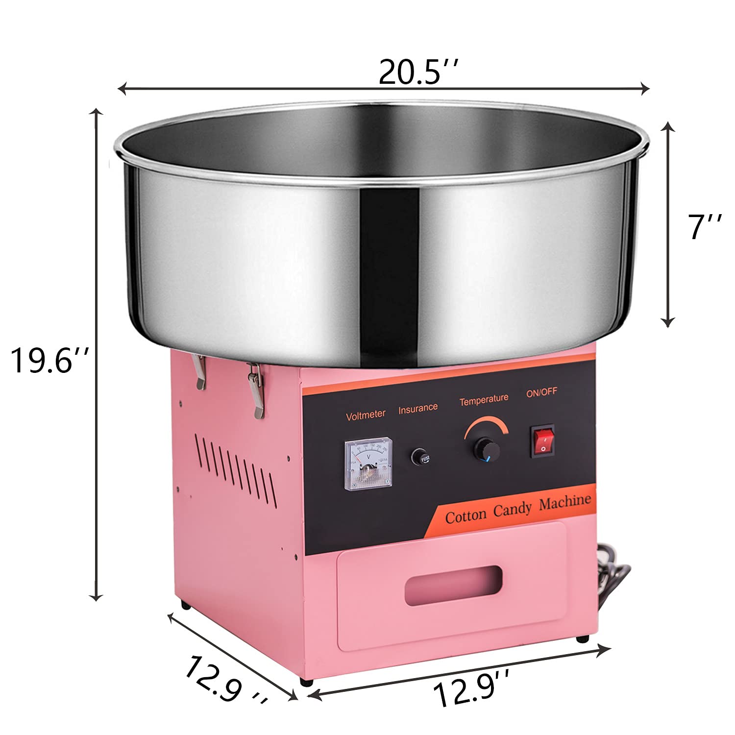 Commercial Cotton Candy Machine Electric Cotton Candy Floss Maker - 110V for the Perfect Party Favor for Birthdays, School function, or Social Events.(Pink) (Without wheels, Pink)