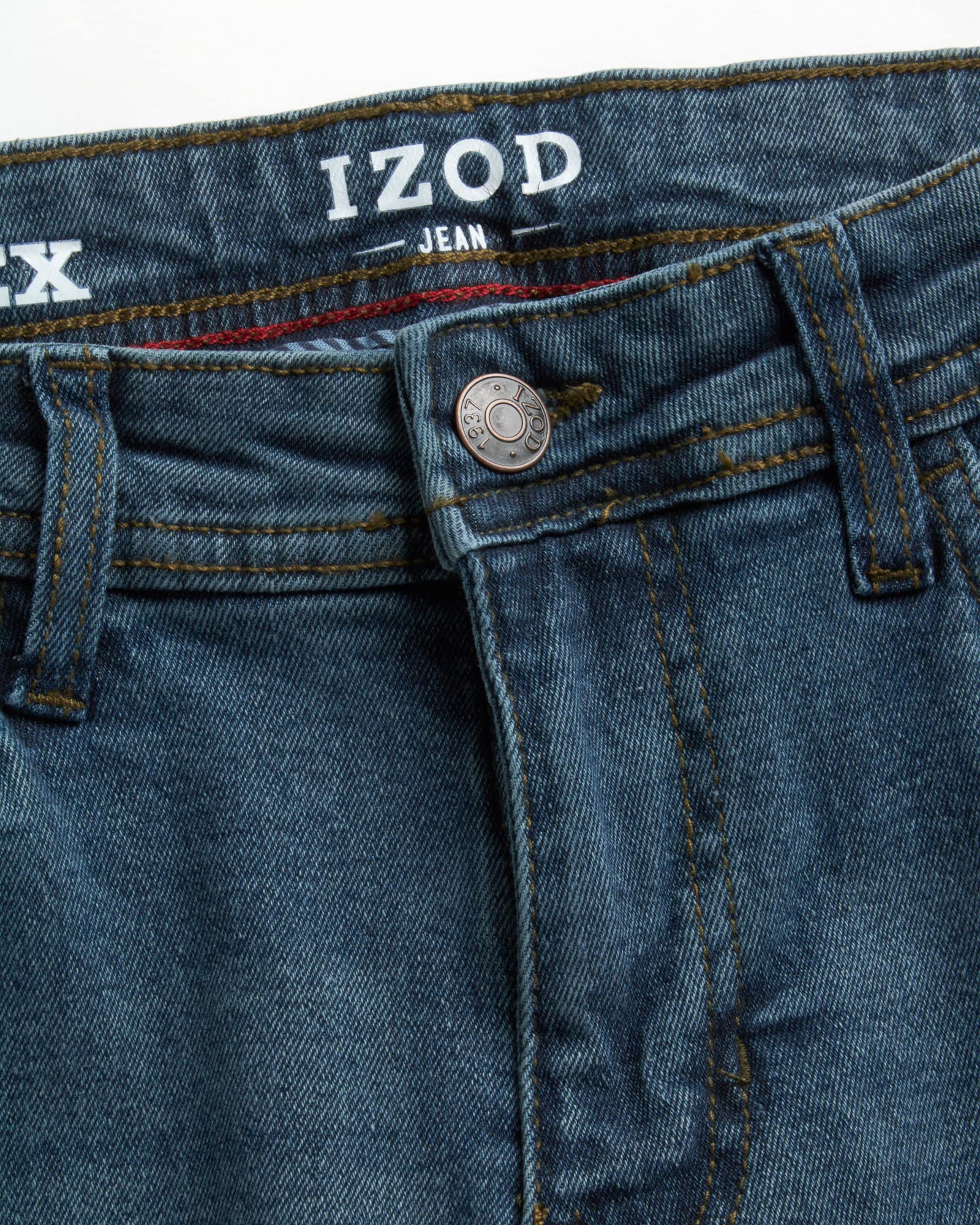 IZOD Men's Straight Fit Jeans - Comfortable Stretch Casual Pull On Denim Jeans for Men - Ultrasoft Men's Fashion Pants, Size 30W x 30L, Soft Blue
