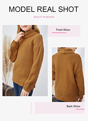 Dokotoo Girls Winter Warm Cute Turtleneck Long Sleeve Sweaters Comfy Chunky Knit Solid Color Pullover Kids Sweater Tops 2024 Fashion Khaki 8-9 Years