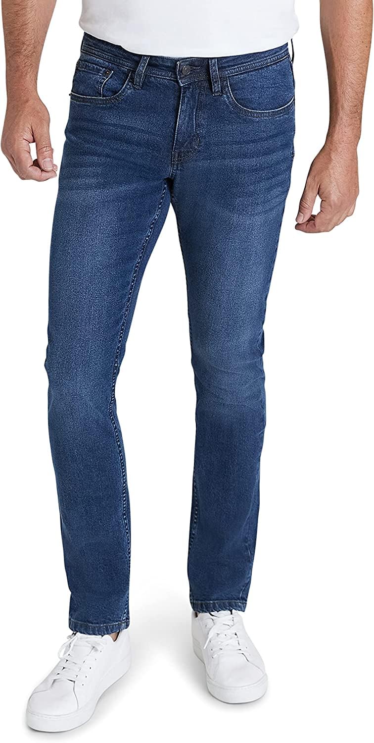 IZOD Men's Straight Fit Jeans - Comfortable Stretch Casual Pull On Denim Jeans for Men - Ultrasoft Men's Fashion Pants, Size 30W x 30L, Soft Blue