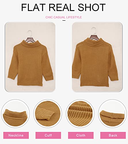 Dokotoo Girls Winter Warm Cute Turtleneck Long Sleeve Sweaters Comfy Chunky Knit Solid Color Pullover Kids Sweater Tops 2024 Fashion Khaki 8-9 Years