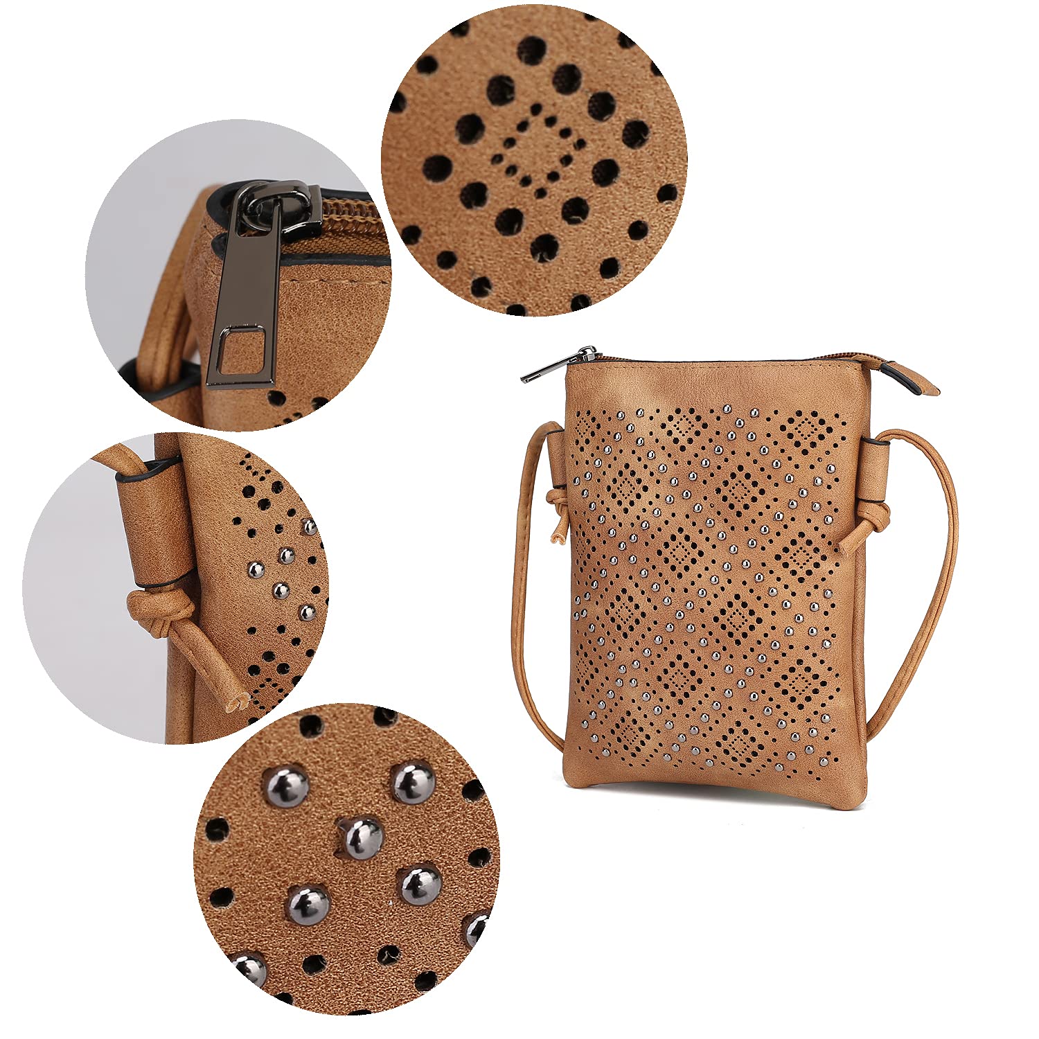 MKF Collection Crossbody Bags for Women Handbag, PU Leather Crossover, Small Shoulder Side Messenger Purse Rose