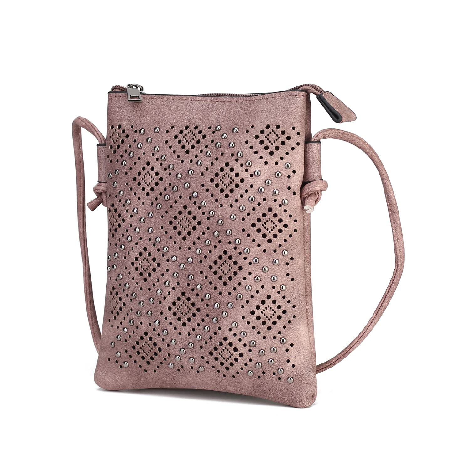 MKF Collection Crossbody Bags for Women Handbag, PU Leather Crossover, Small Shoulder Side Messenger Purse Rose