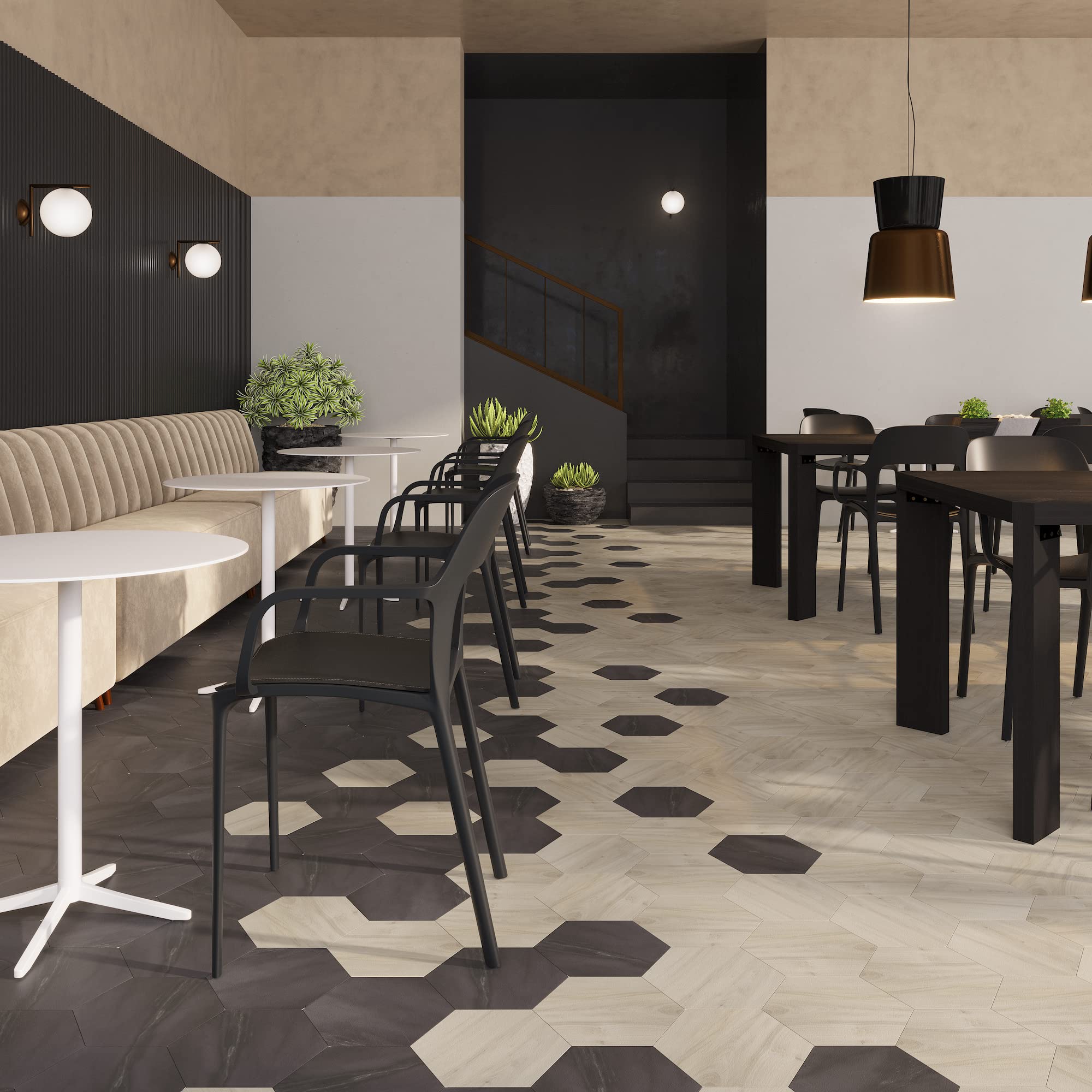 Lucida Surfaces Luxury Vinyl Floor Tiles | Glue Down Adhesive Flooring | Marble Look Hexagon Shaped Tile | MosaiCore | Single Sample Tile