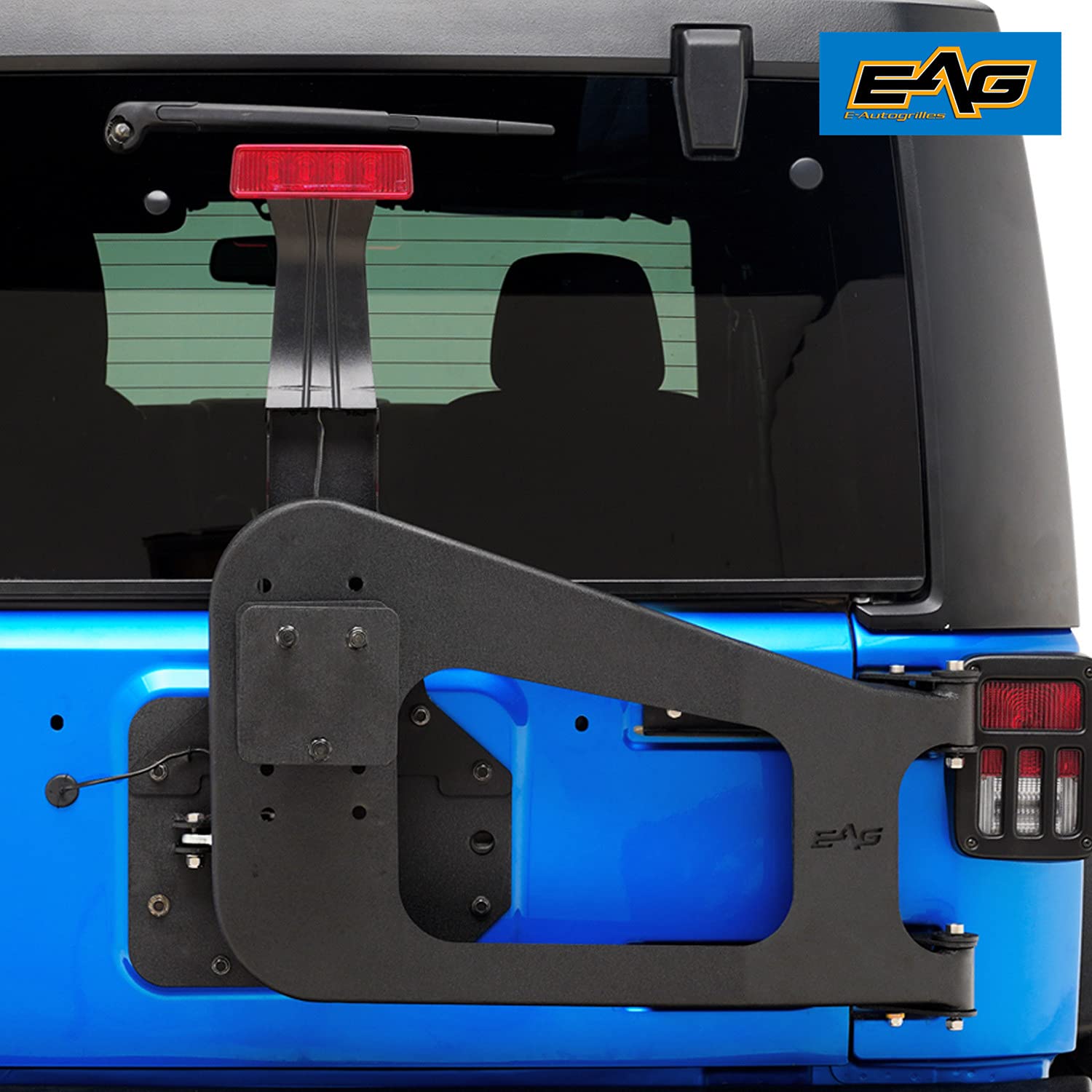 EAG JK Rear Bumper W/Tire Carrier & Adjustable Tire Mount Fit for 2007-2018 Wrangler JK