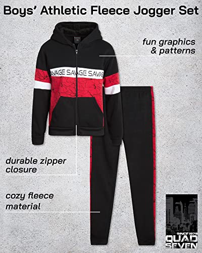 Quad Seven Boys' Active Sweatsuit Set - Heavyweight Sherpa Lined Sweatshirt and Jogger Sweatpants - Kids' Gym Clothing (8-18), Size 4, Red Savage
