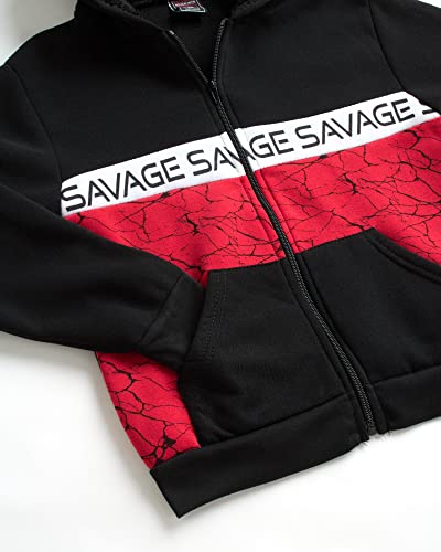 Quad Seven Boys' Active Sweatsuit Set - Heavyweight Sherpa Lined Sweatshirt and Jogger Sweatpants - Kids' Gym Clothing (8-18), Size 4, Red Savage