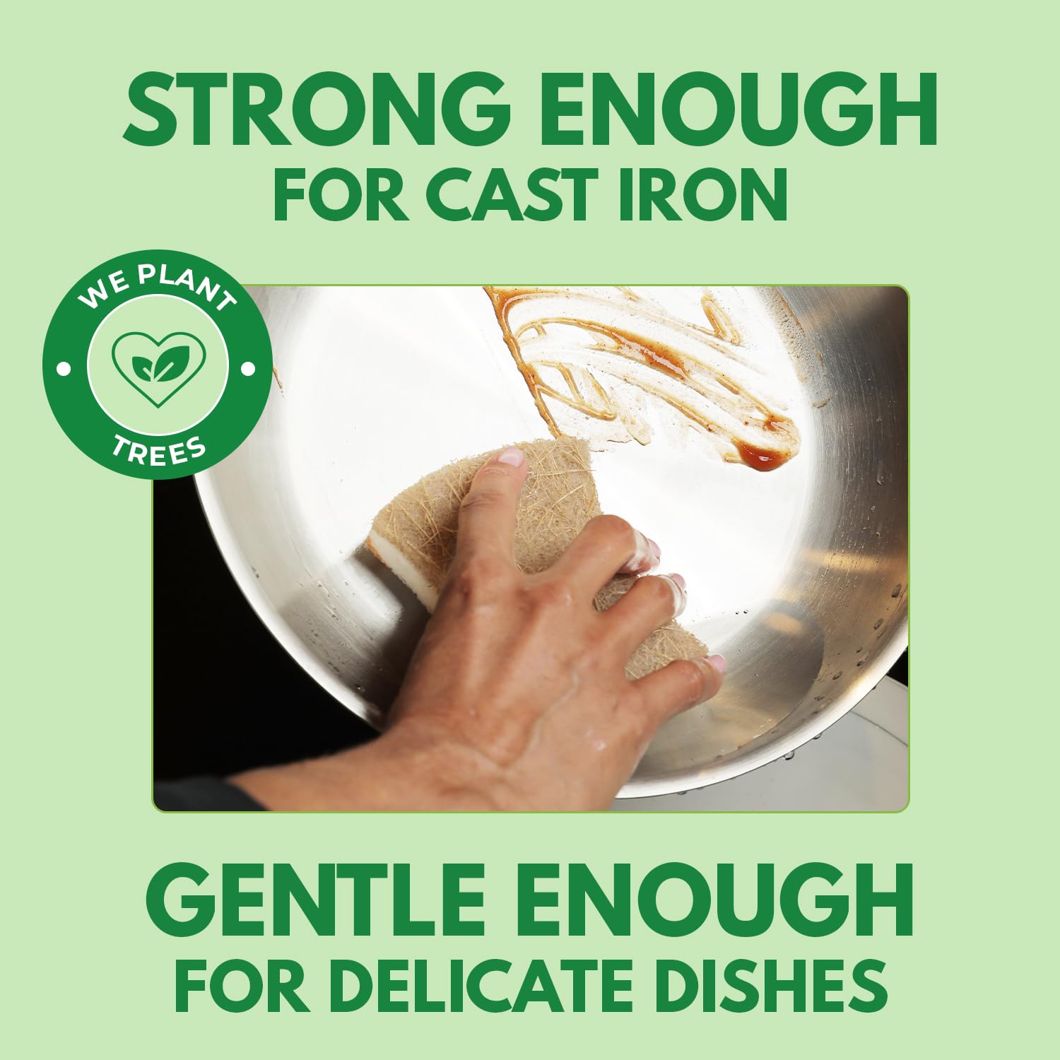 AIRNEX Biodegradable Natural Dish Sponges Kitchen Pack of 12 - Coconut and Cellulose Sponges for Dishes and Surfaces - Eco Friendly Non-Scratch Heavy Duty Dish Scrubber Sponges Bulk for Household