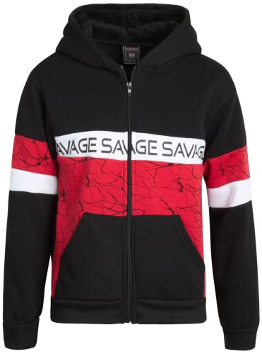 Quad Seven Boys' Active Sweatsuit Set - Heavyweight Sherpa Lined Sweatshirt and Jogger Sweatpants - Kids' Gym Clothing (8-18), Size 4, Red Savage