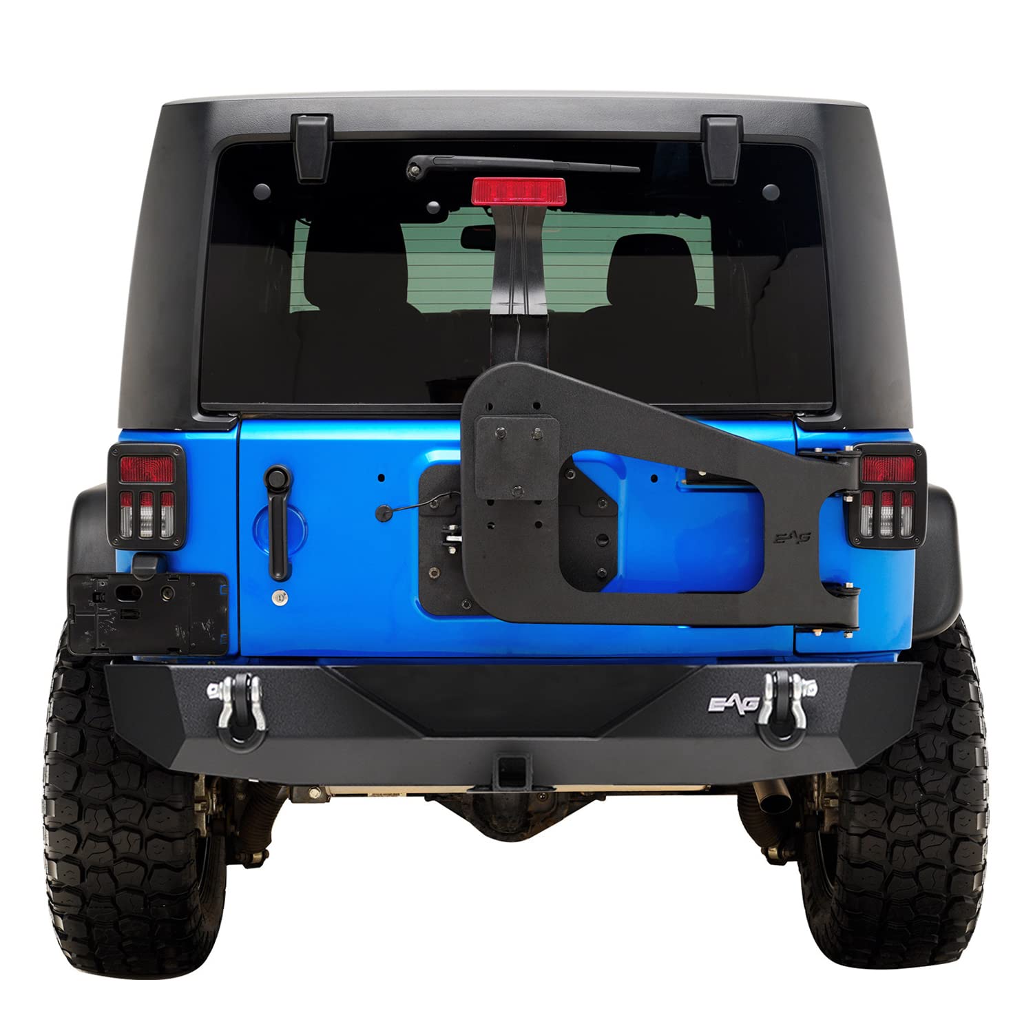 EAG JK Rear Bumper W/Tire Carrier & Adjustable Tire Mount Fit for 2007-2018 Wrangler JK