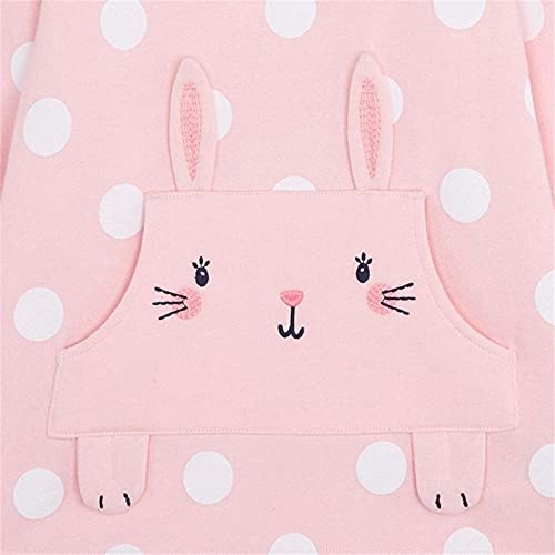 HILEELANG Little Girl Long Sleeve Pants Pink Dot Long Sleeve Pocket T-Shirts Cotton Casual Blue Leggings Outfits Winter Clothing Set Size 6