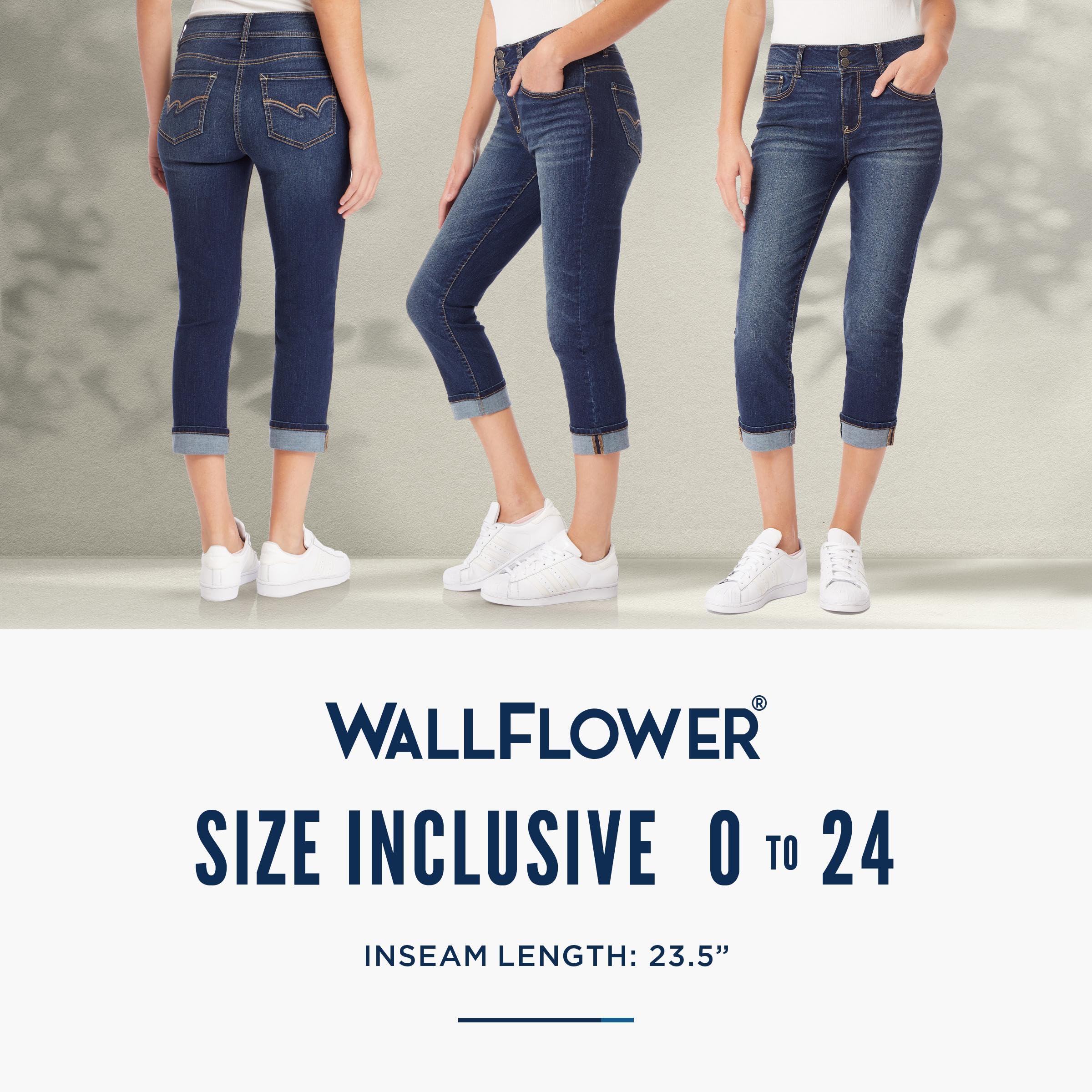 WallFlower womens Juniors Flirty Curvy High-rise Skinny Stretch Denim Crop (Standard and Plus) Jeans, Alani, 17 US