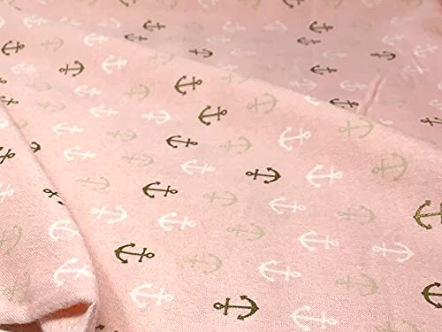 Stitch & Sparkle Bamboo Rayon Fabric Cotton 42/44 Width, by The Yard, Pink Anchor