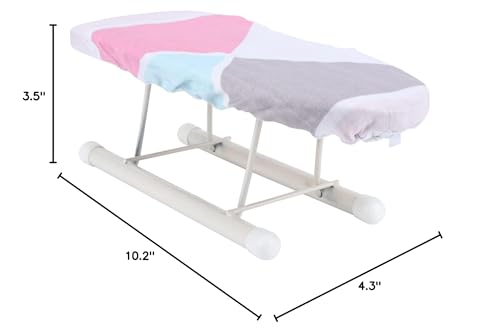 BORDSTRACT Tabletop Ironing Board, 10.2×4.3×3.5in Foldable Mini Ironing Board with Iron Rest Portable Folding Desktop Clothes Ironing Table for Home Travel Sleeve Cuffs Collars
