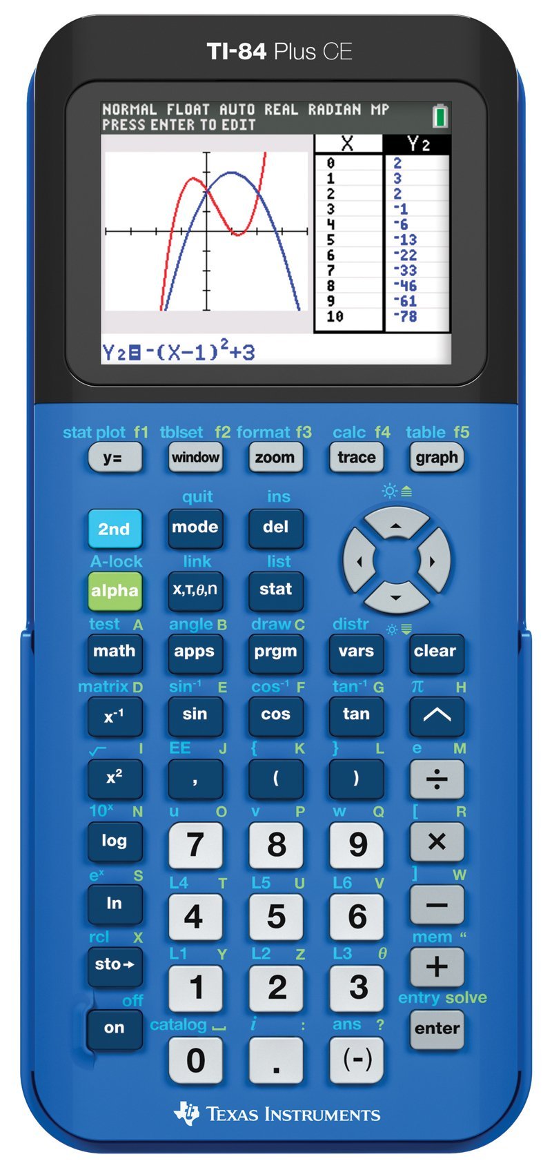 TI-84 Plus CE Color Graphing Calculator, Bionic Blue