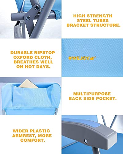 #WEJOY High Back Outdoor Webbed Lawn Concert Beach Folding Chair with Hard Arms Shoulder Strap Pocket for Adults Camping Festival Sand