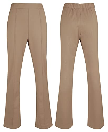 FANCYINN Womens Casual Bootcut Ease Into Pants Stretchy Bell Bottom Flare Palazzo with Tummy Control Trousers Khaki XL