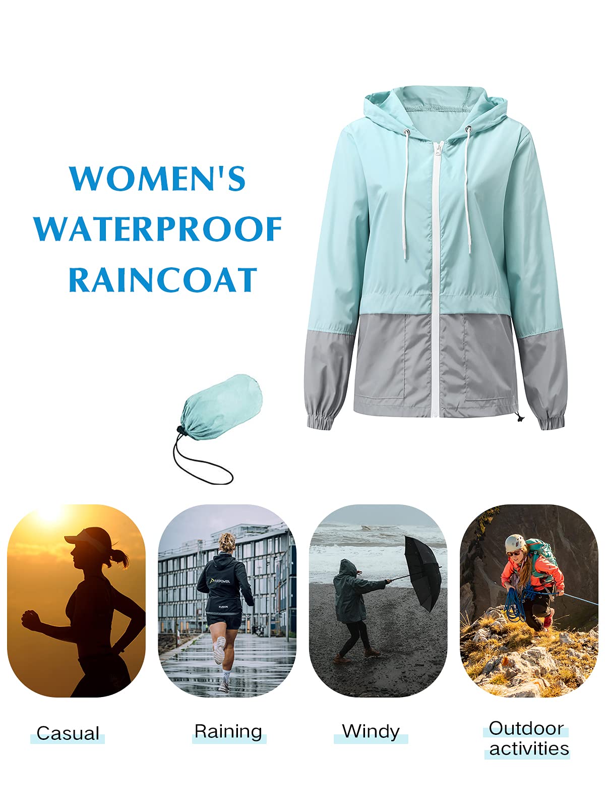 Century Star Lightweight Rain Jackets for Women Waterproof Windbreaker Jacket Women Packable Raincoat Rain Coats with Hood Black 3X-Large