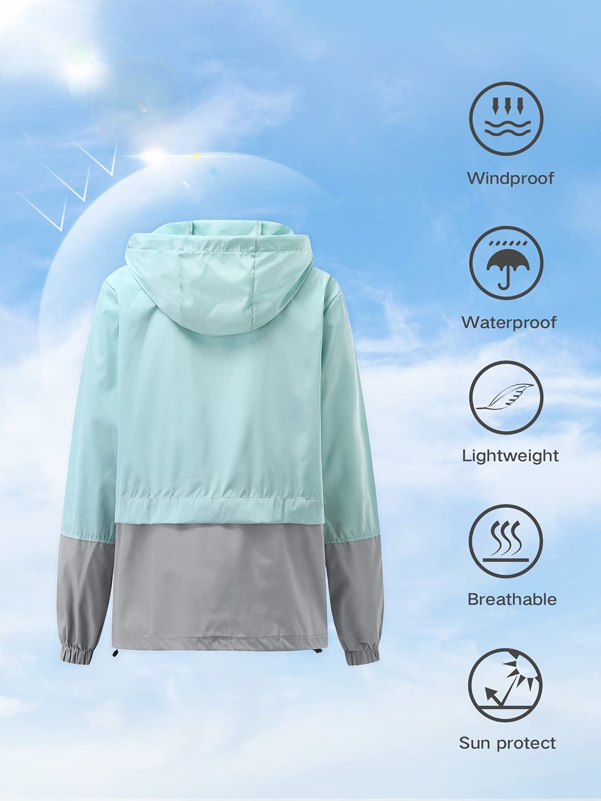 Century Star Lightweight Rain Jackets for Women Waterproof Windbreaker Jacket Women Packable Raincoat Rain Coats with Hood Black 3X-Large