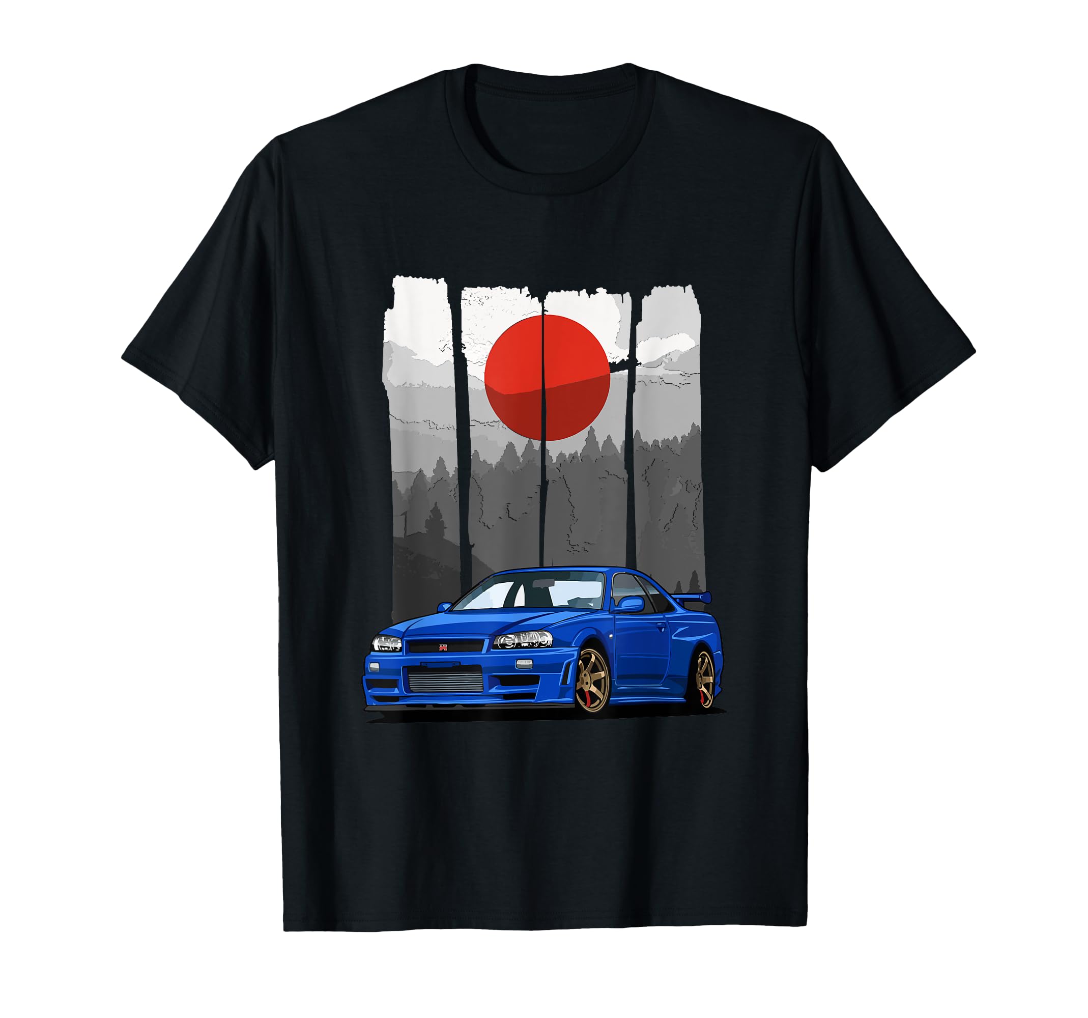 JDM Skyline R34 Car Tuning Japan Rising Sun Drift T-Shirt