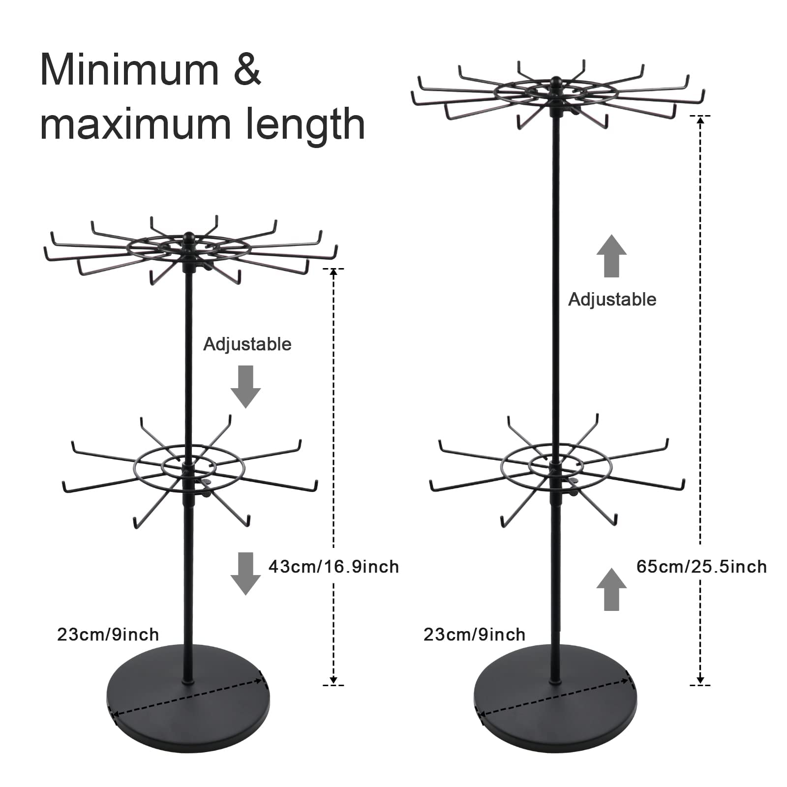 APL Display Heavy Duty Adjustable Two Tier Counter Top Spinner Display Stand, Black