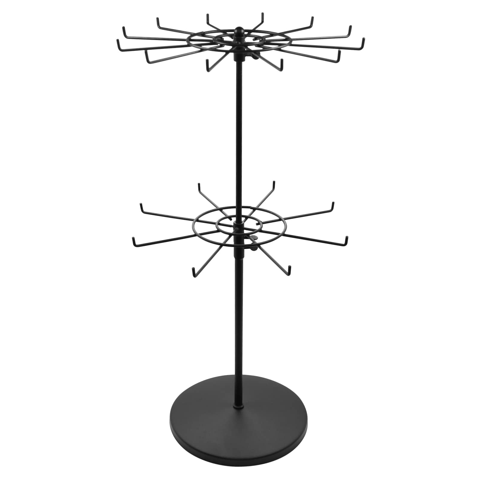APL Display Heavy Duty Adjustable Two Tier Counter Top Spinner Display Stand, Black