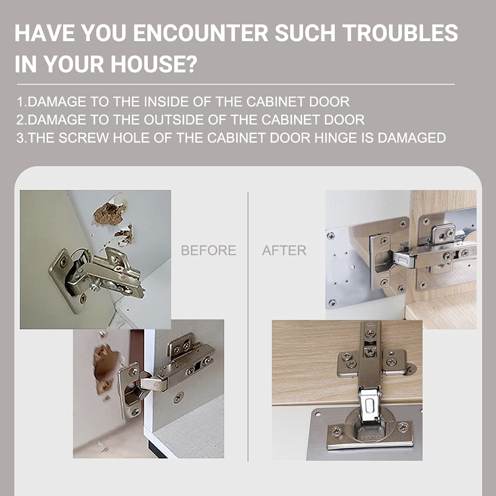 WANLIN Cabinet Door Hinge Repair Kit, Includes Fixing Screws, for Wood, Furniture, Shelves, Cabinet (2pcs)