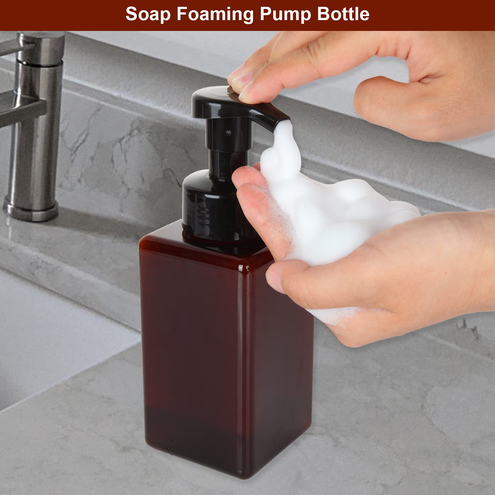 RHBLME 6 Pack Foaming Soap Dispenser with Pump, 15oz 450ml Refillable Pump Bottle Plastic, Empty Foaming Hand Soap Dispenser, for Storing Shampoo, Hair Conditioner, Liquid Hand Soap, Various Lotions