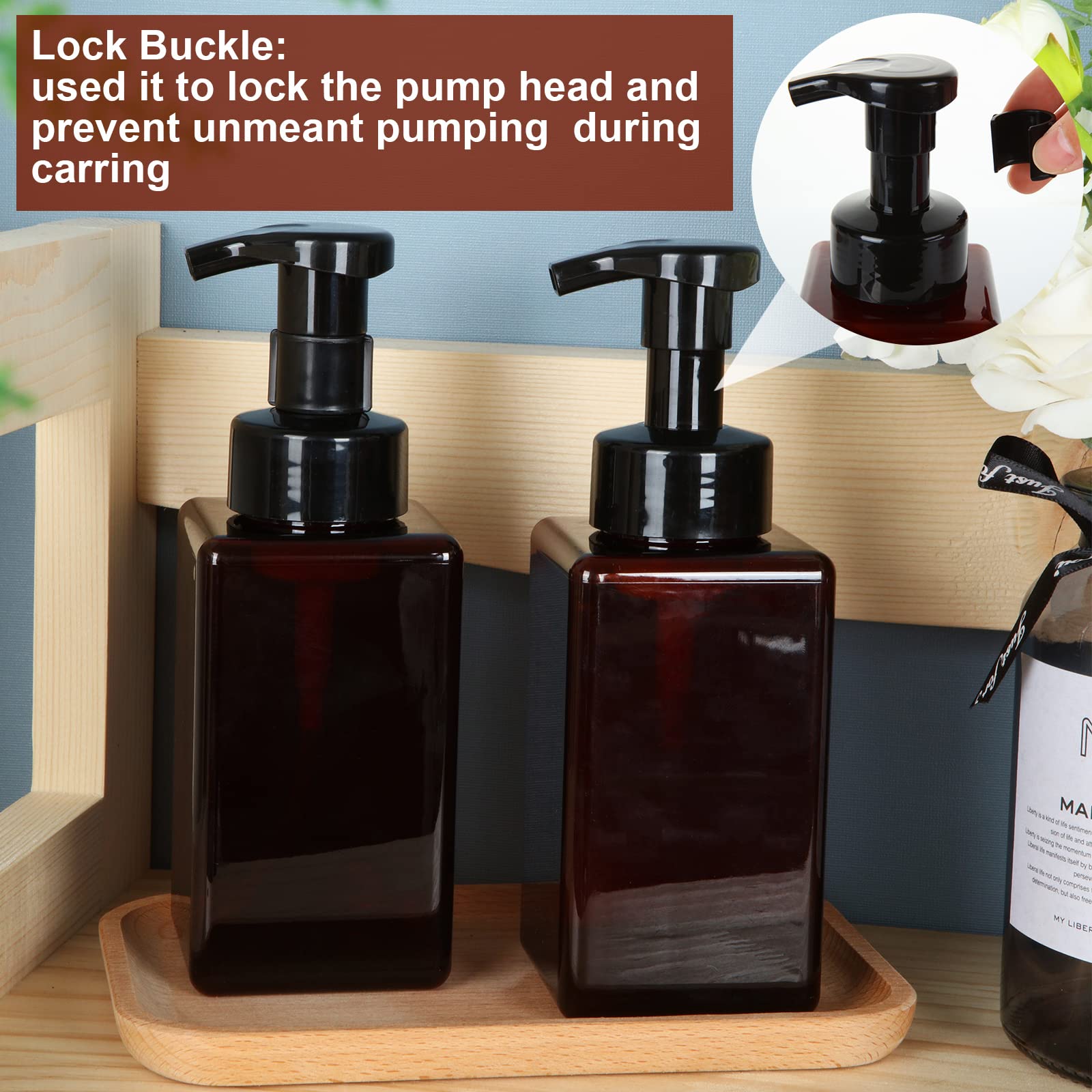 RHBLME 6 Pack Foaming Soap Dispenser with Pump, 15oz 450ml Refillable Pump Bottle Plastic, Empty Foaming Hand Soap Dispenser, for Storing Shampoo, Hair Conditioner, Liquid Hand Soap, Various Lotions