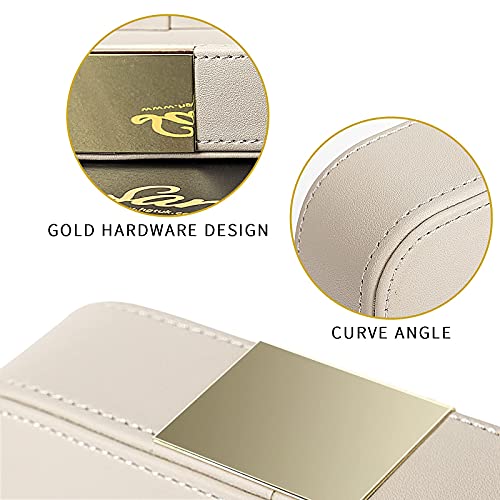 SANZIE Luxury Leather Tray Desktop Storage Catchall Organizer Decorative Tray for Entryway Table to Hold Jewelry Watch Keys Phone Wallet (Metal Glided, Grey)
