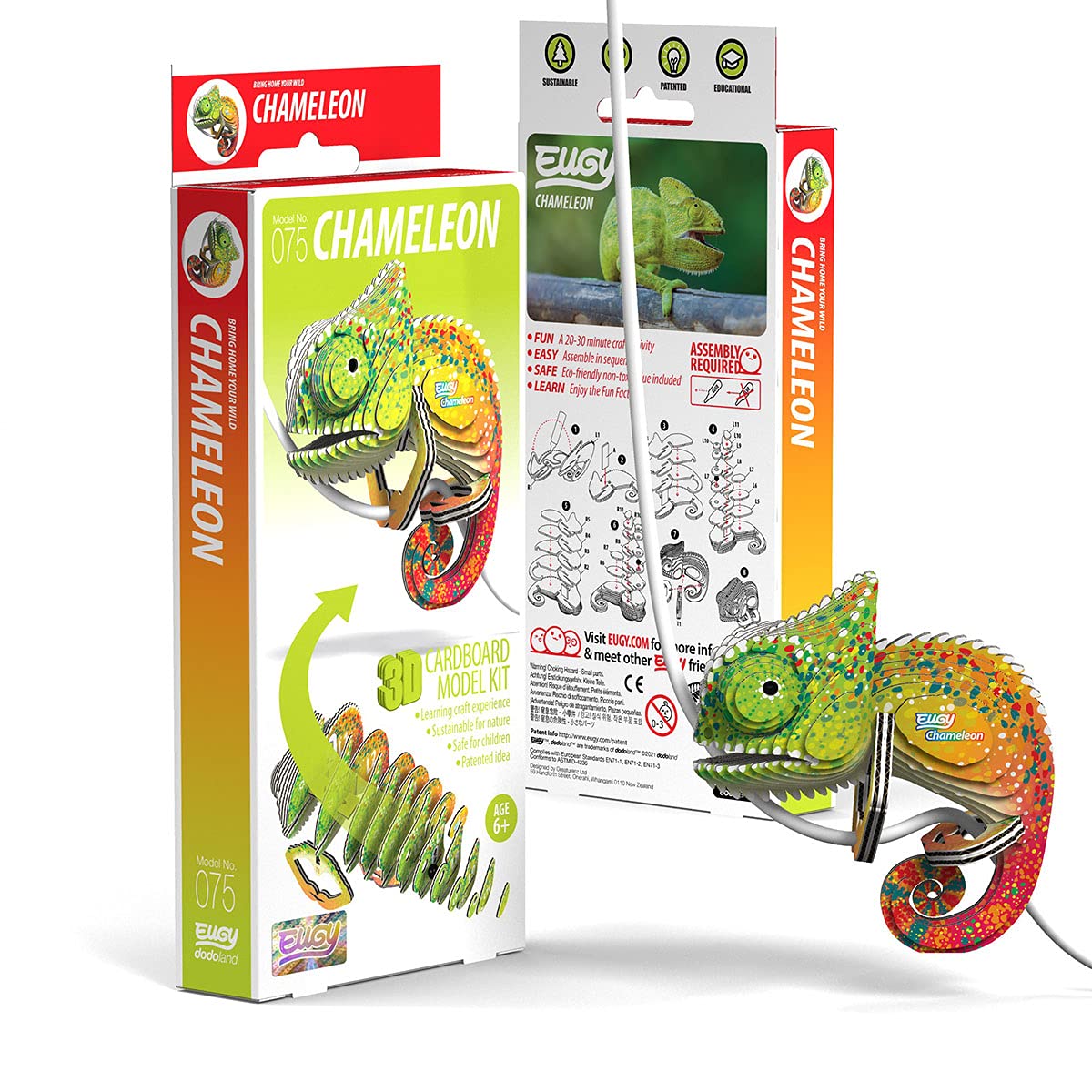 Eugy Chameleon 3D Puzzle, 31 Piece Eco-Friendly Educational Toy Puzzles for Boys, Girls & Kids Ages 6+