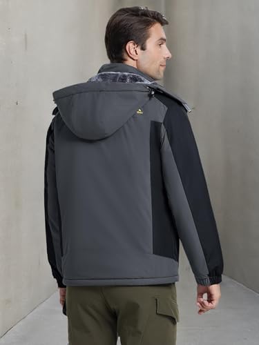 MAGCOMSEN Men Winter Jackets for Men Ski Jacket for Men Waterproof Jacket for Men Winter Coats for Men Rain Jacket Winter Parka Jacket Grey Black