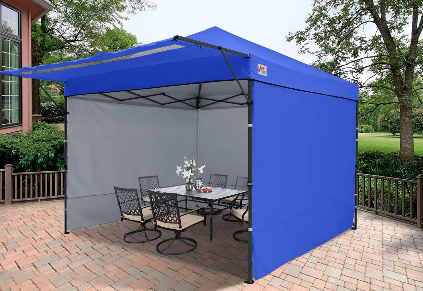 MASTERCANOPY Pop up 10x10 Canopy Tent with Awning and Sidewalls, Blue