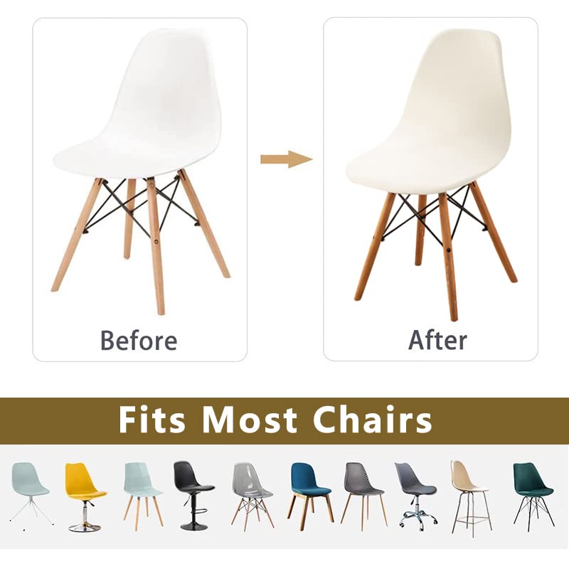 NILUOH Shell Chair Cover Mid Century Modern Dining Chair Covers Lounge Armless Chairs Covers for Kitchen,Dining Room,Set of 4,Creamy-White