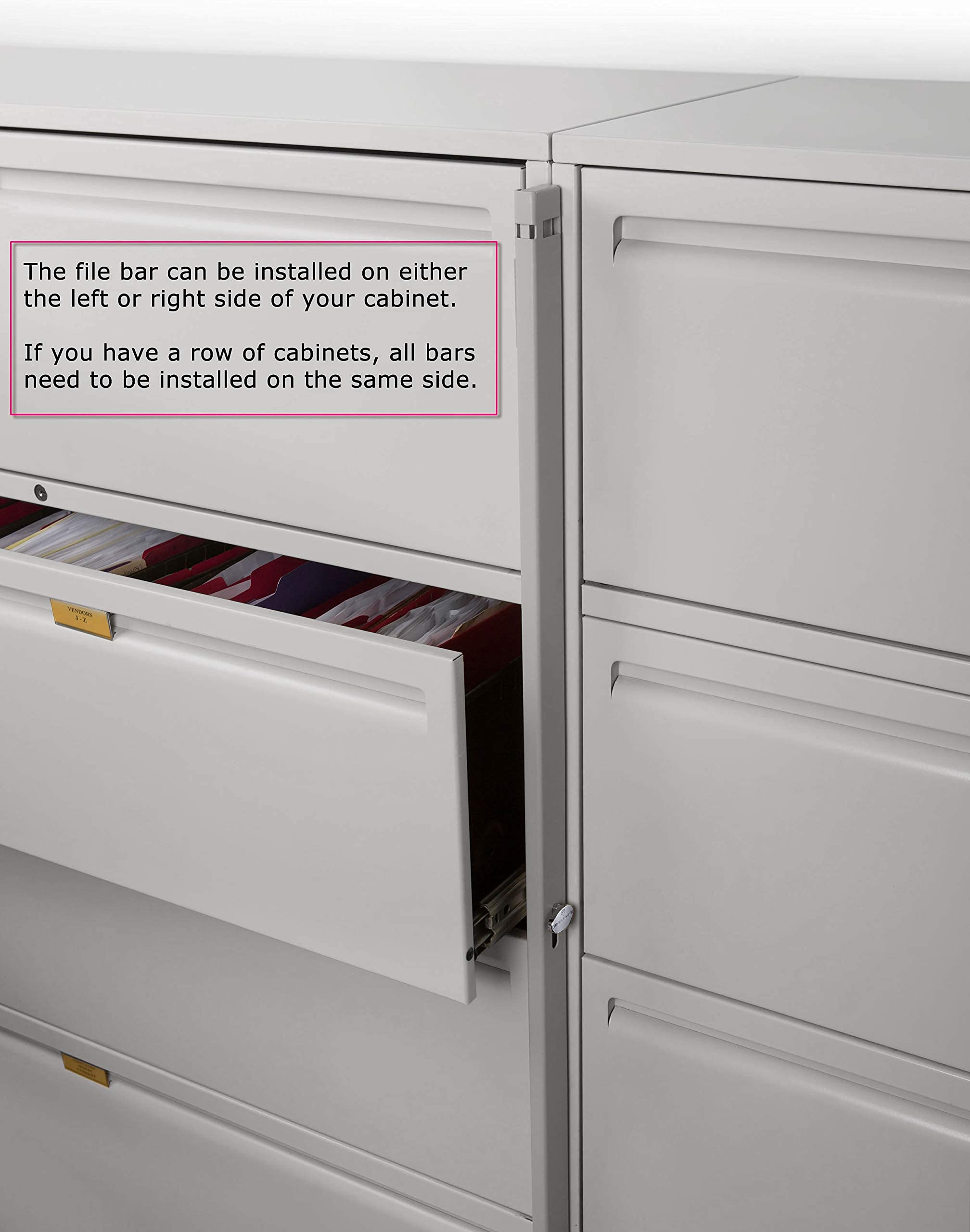 Guardianite File Cabinet Locking Bar. Fits 4 Drawer File Cabinets. Includes Padlock and Cobalt Drill Bit. (Beige)