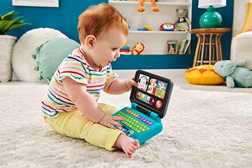 Fisher-Price Laugh & Learn Let's Connect Laptop - UK English Edition, Electronic Toy with Smart Stages Learning Content for Infants and Toddlers, HGW96