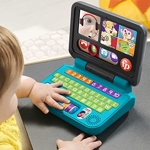 Fisher-Price Laugh & Learn Let's Connect Laptop - UK English Edition, Electronic Toy with Smart Stages Learning Content for Infants and Toddlers, HGW96