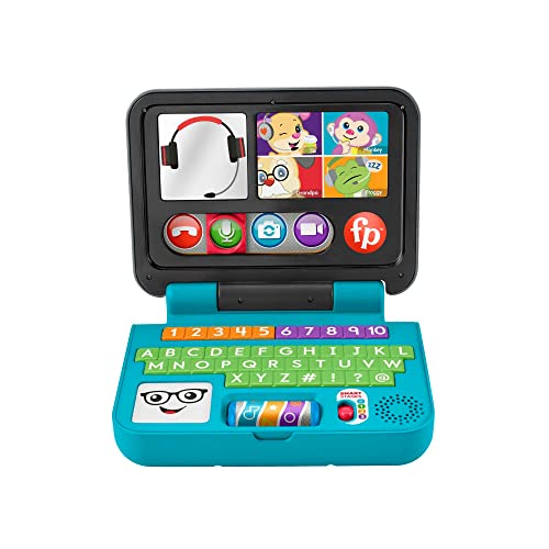 Fisher-Price Laugh & Learn Let's Connect Laptop - UK English Edition, Electronic Toy with Smart Stages Learning Content for Infants and Toddlers, HGW96
