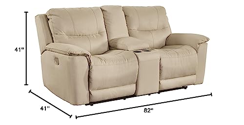 Signature Design by Ashley Next-Gen Gaucho Classic Power Reclining Loveseat with Console & Adjustable Headrest, Beige