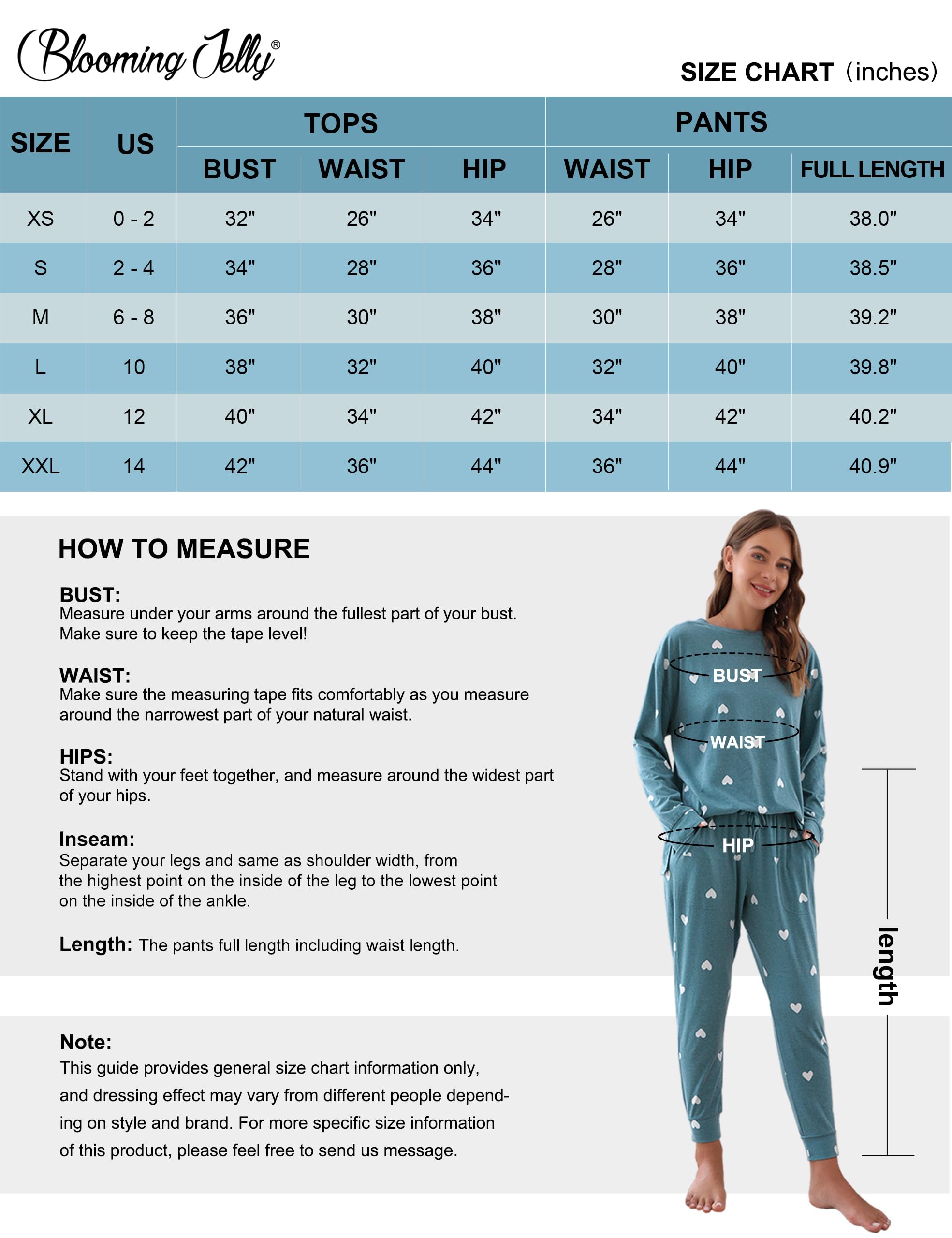 Blooming Jelly Womens Cute Pajama Sets Drawstring Heart Printed Sleepwear Pockets 2 Piece Pj Set 2025 (Large, Blue)