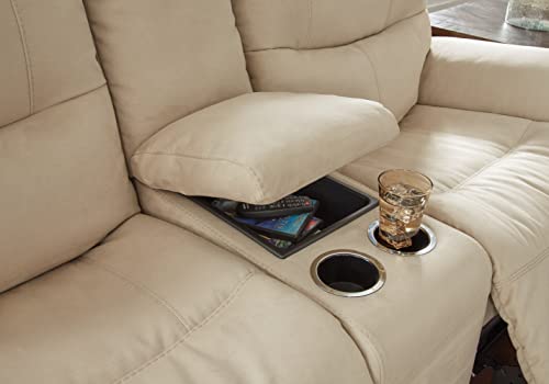 Signature Design by Ashley Next-Gen Gaucho Classic Power Reclining Loveseat with Console & Adjustable Headrest, Beige