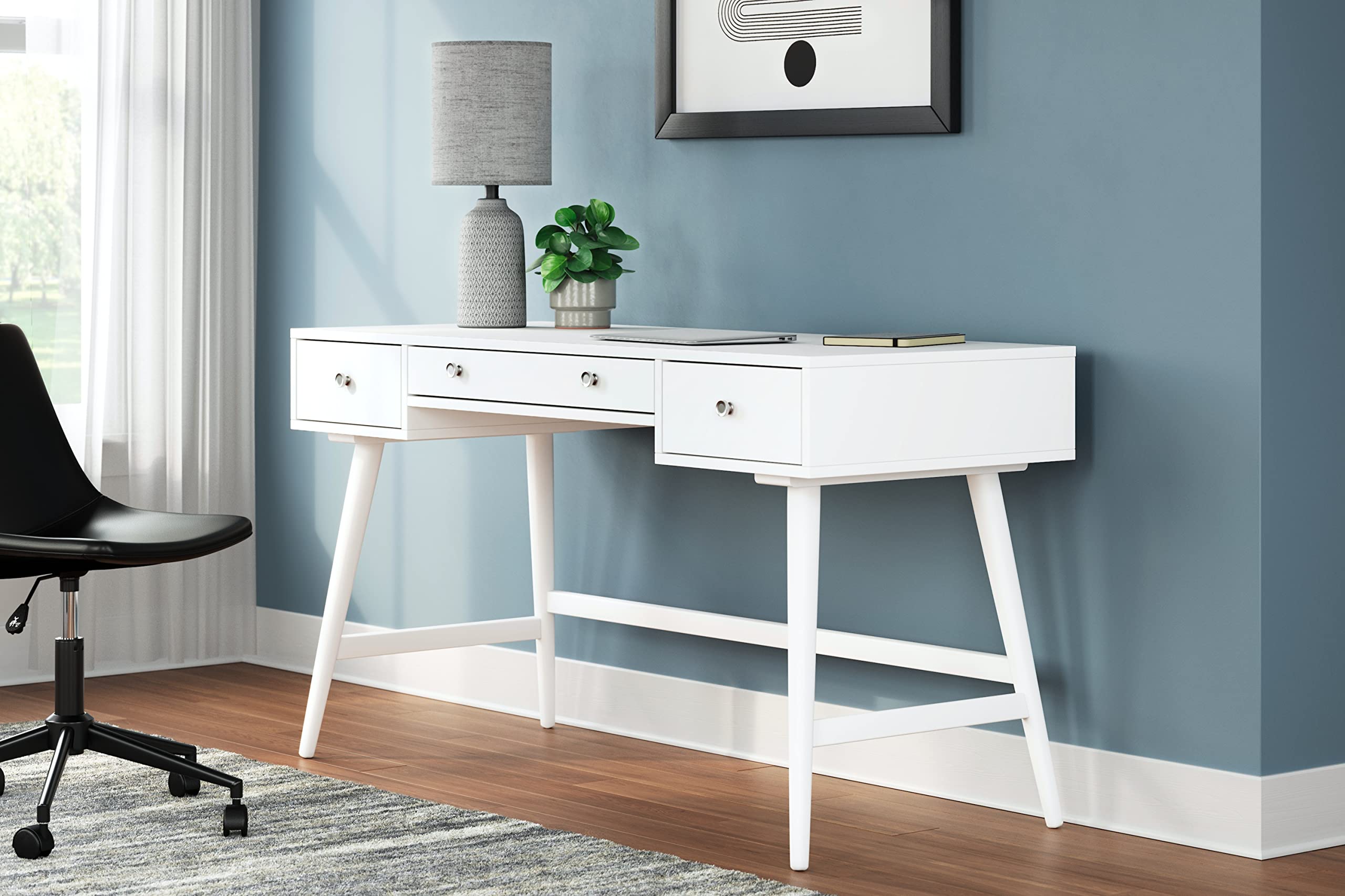 Signature Design by Ashley Thadamere Contemporary 54" Home Office Desk with 3 Drawers, White