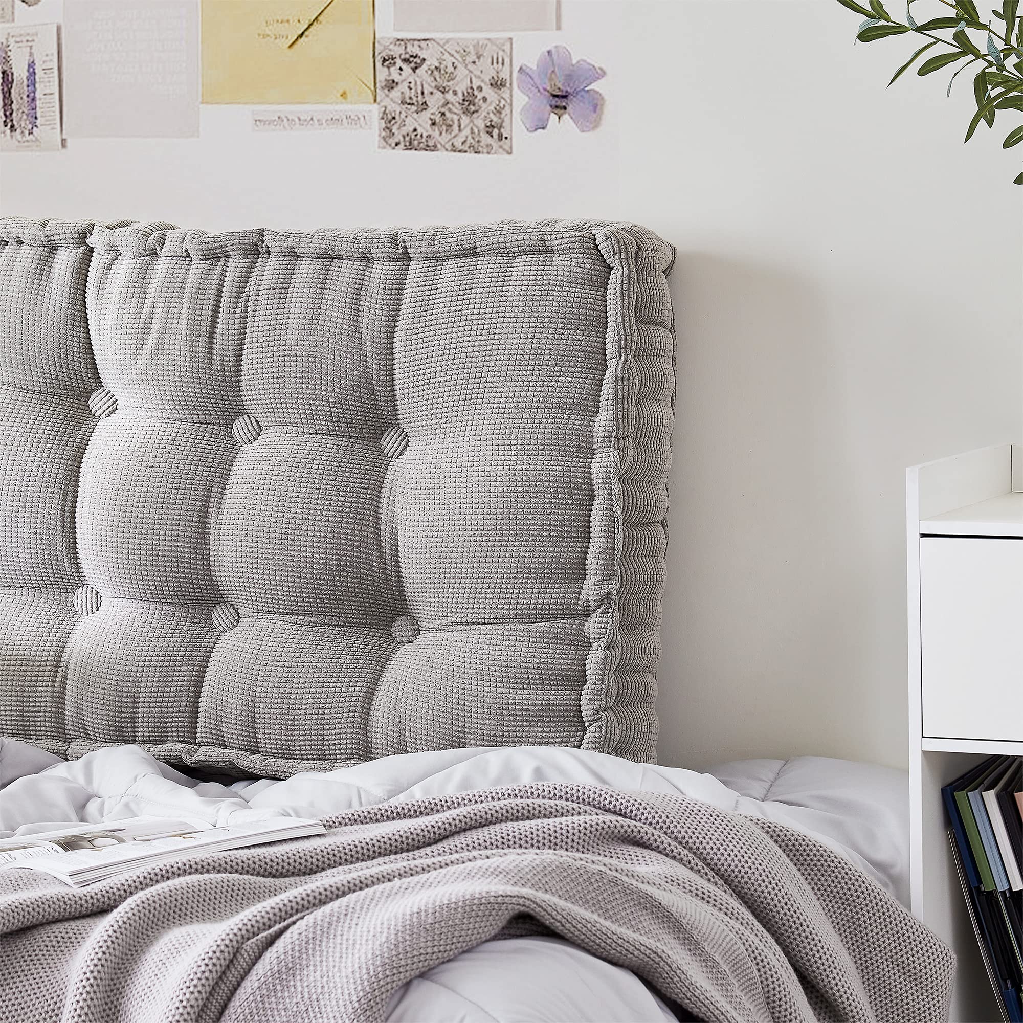 DormCo Rainha - Ultra Thick Tufted College Headboard - Gray