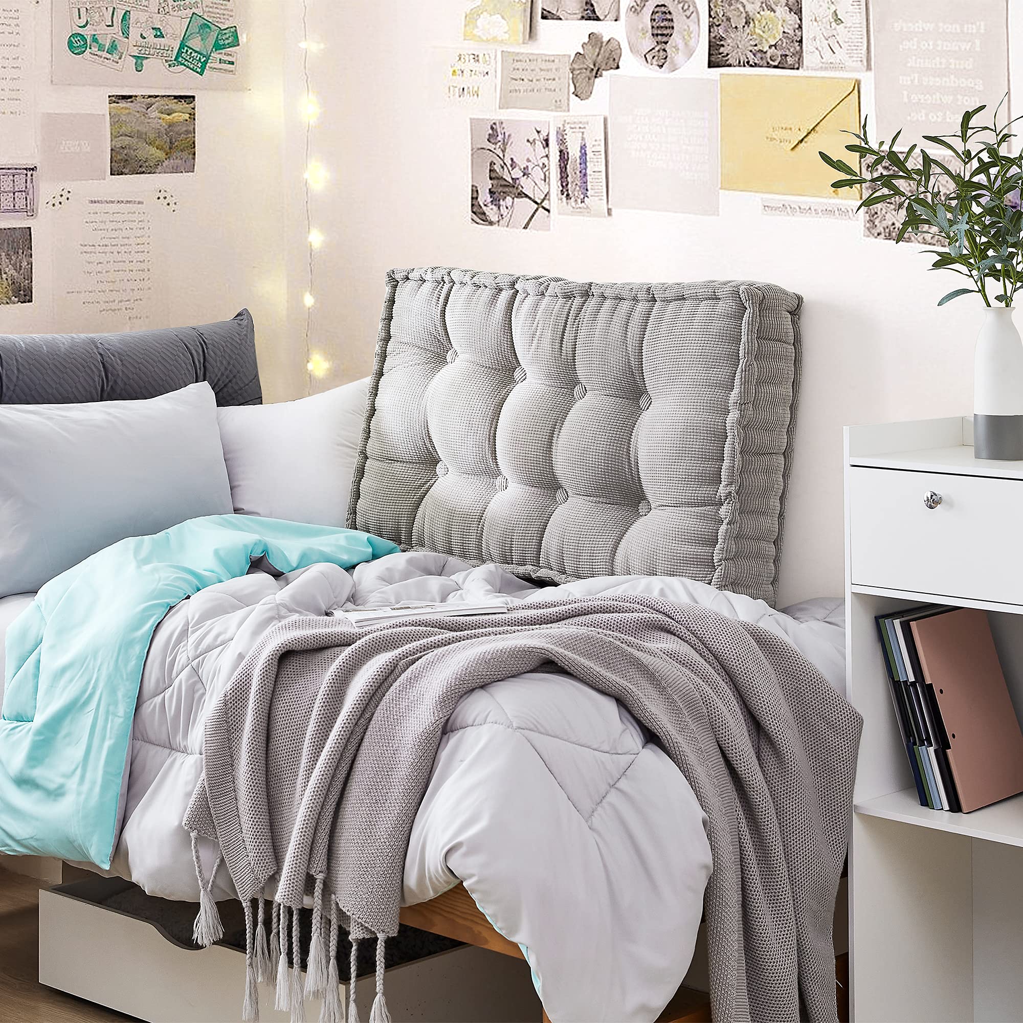 DormCo Rainha - Ultra Thick Tufted College Headboard - Gray
